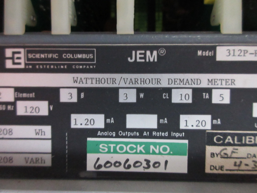 Scientific Columbus 312P-R-DD JEM Electronic Watthour / Varhour Meter ...