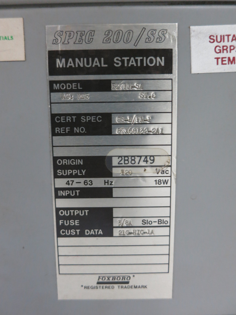 Foxboro E27MM-SA Spec 200/SS Indicator Process Controller AS:MTS ...