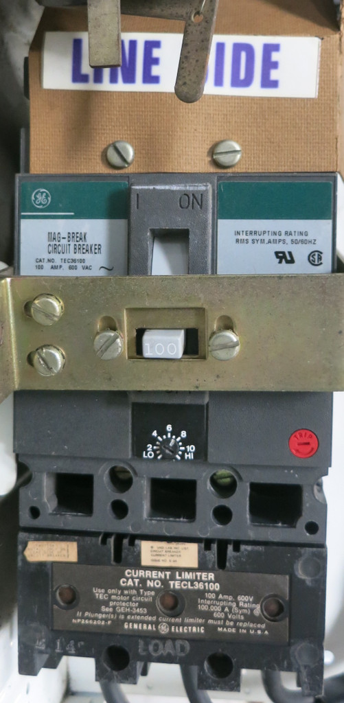GE 8000 100A Breaker Size 3 Starter 30" MCC Bucket 100Amp TECL CR206E0 ...