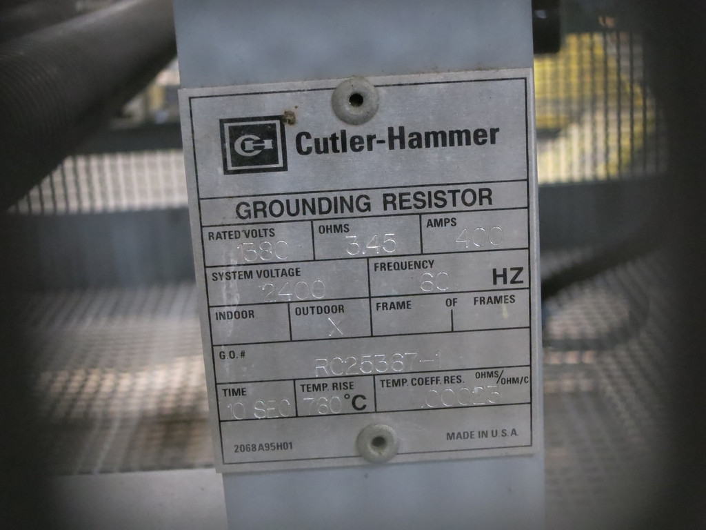 Cutler Hammer Neutral Grounding Resistor 2068A95H01 400A 3.45 Ohms ...
