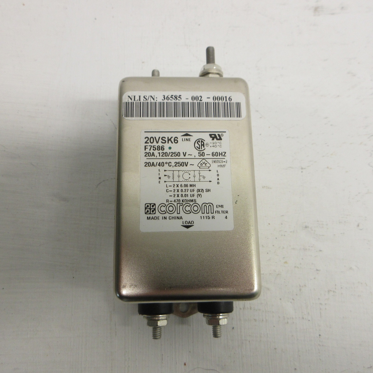 NEW Corcom 20VSK6 Single Phase EMC/EMI Line Filter 20A 250V Single ...