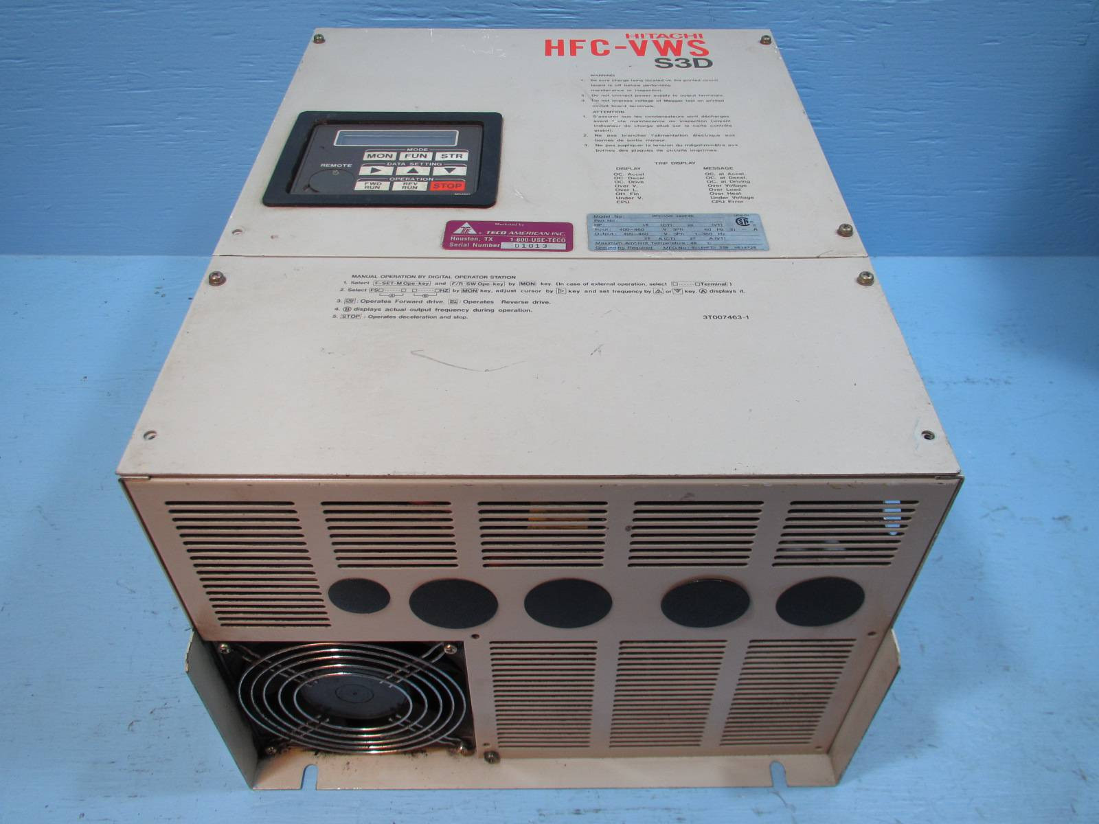 Hitachi HFC-VWS 16HF3D 20 HP S3D AC Transistor Inverter VS Drive 15 HP ...