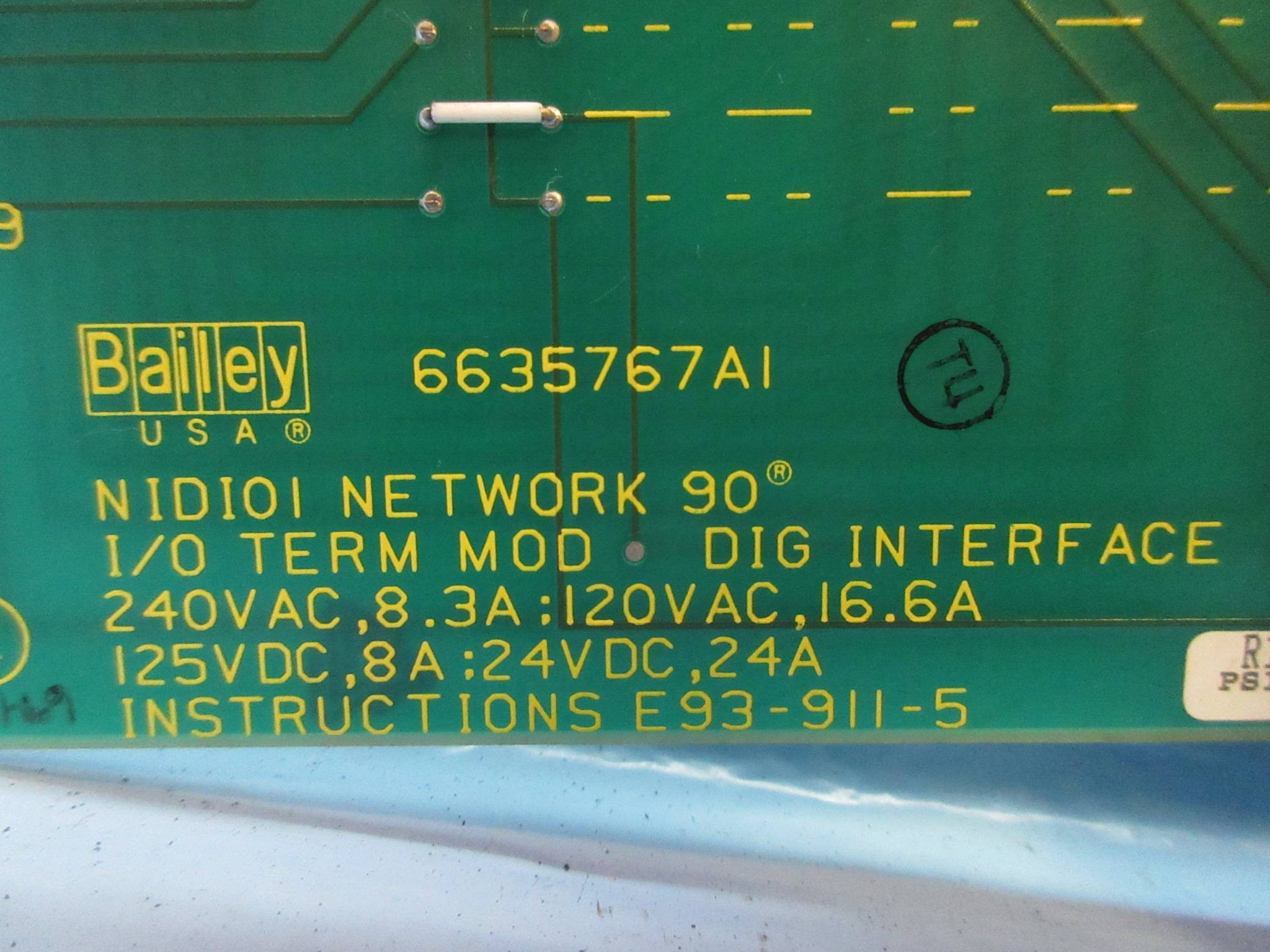 Bailey NIDI01 Network 90 I/O Term Digital Interface Module 6635767A1 ...