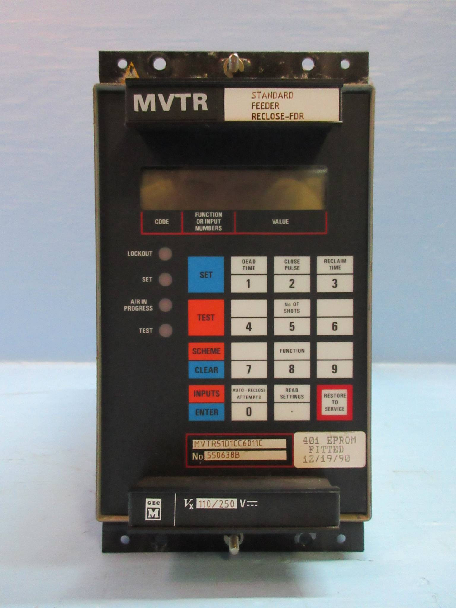 GEC Alsthom MVTR51D1CC6011C MVTR Relay Module MVTR 110/250V (TK2399-1 ...