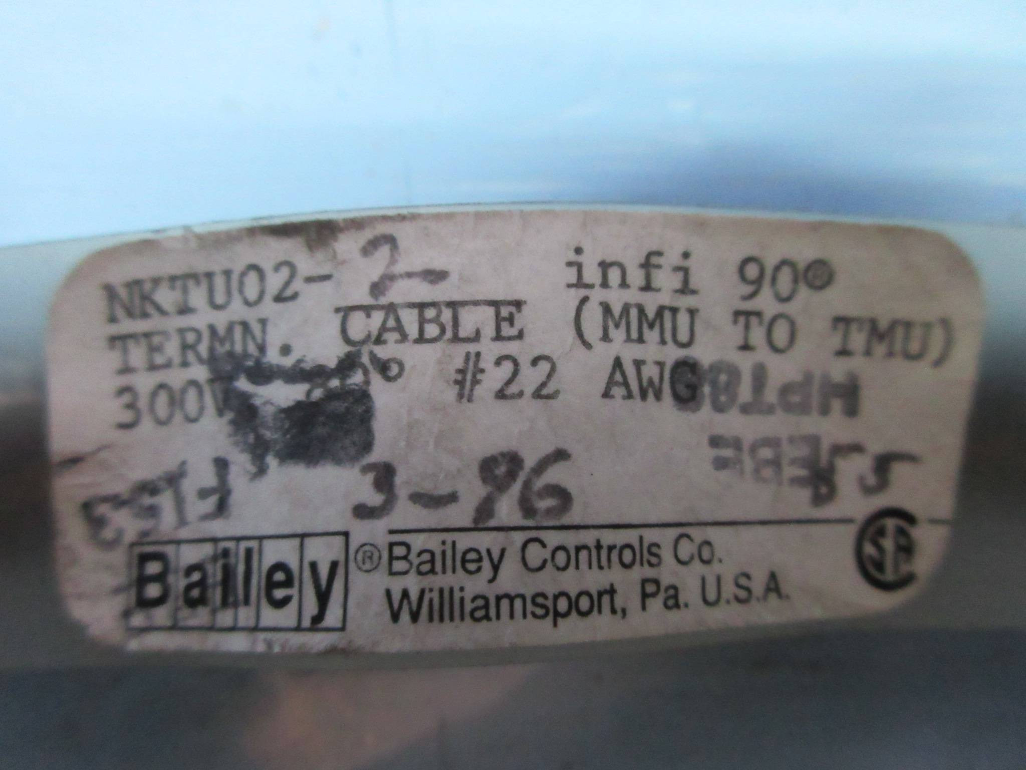 Bailey NKTU02-2 infi-90 Termination Loop Cable #22 AWG 300V 30" MMU to ...
