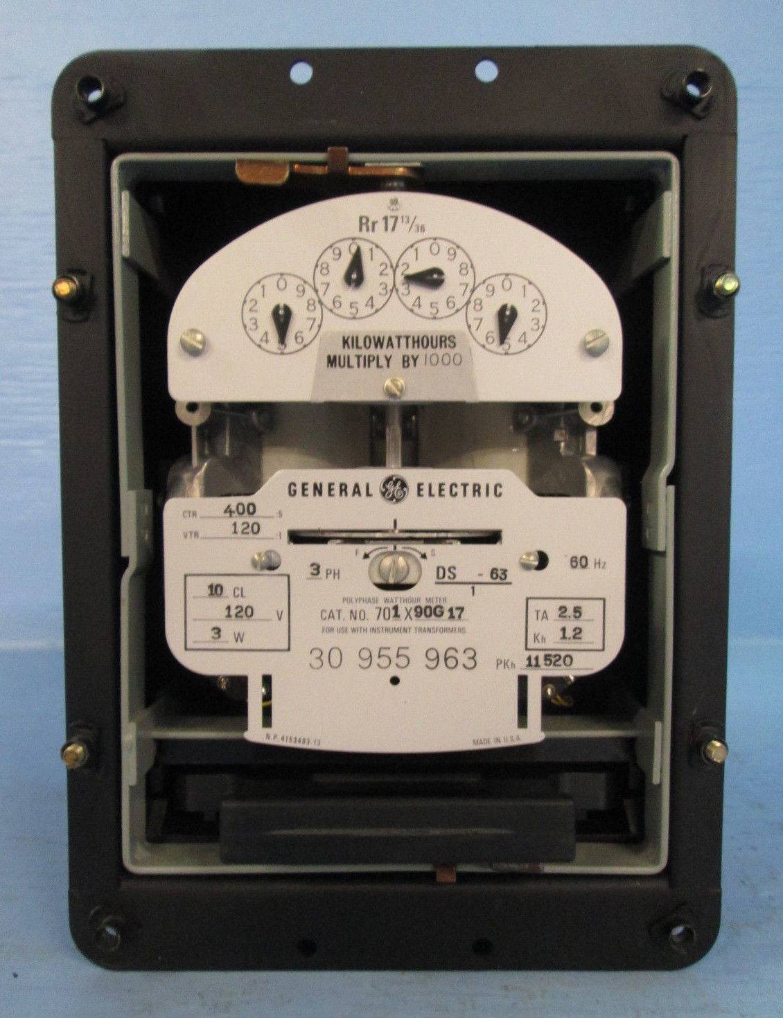 General Electric Polyphase Watthour Meter 3PH 701X90G17 Watt Hour Meter ...