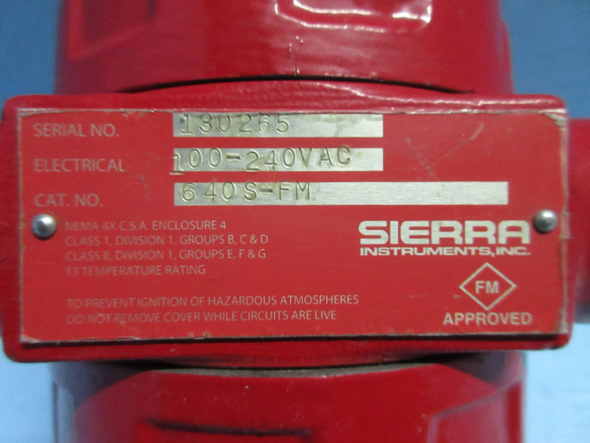 Sierra 640S-FM-L18-M8-E4-P3-V4-DD-0 Mass Flow Meter 640S-FM 100-240 Vac ...