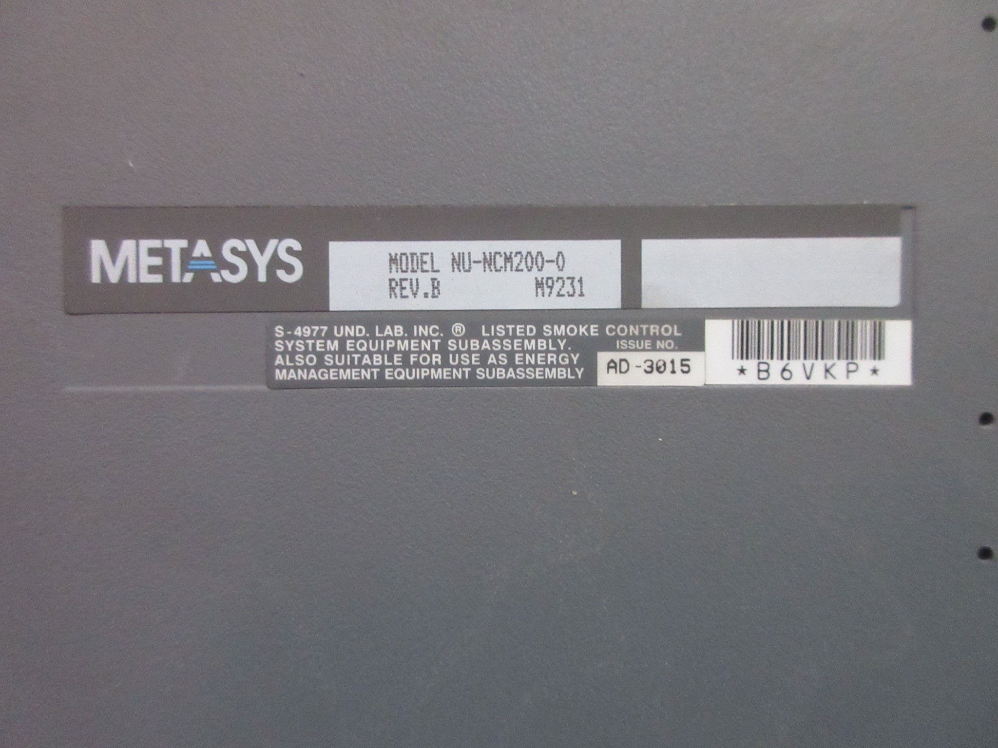 Johnson Controls Metasys NU-NCM200-0 Rev. B NCM200 Network Control ...