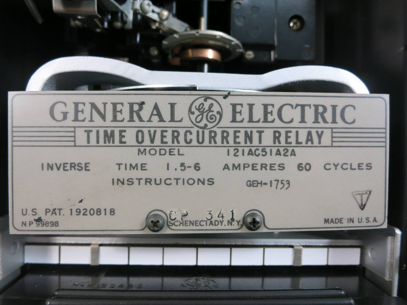 General Electric 12IAC51A2A Time Overcurrent Relay GE Type IAC Relay ...