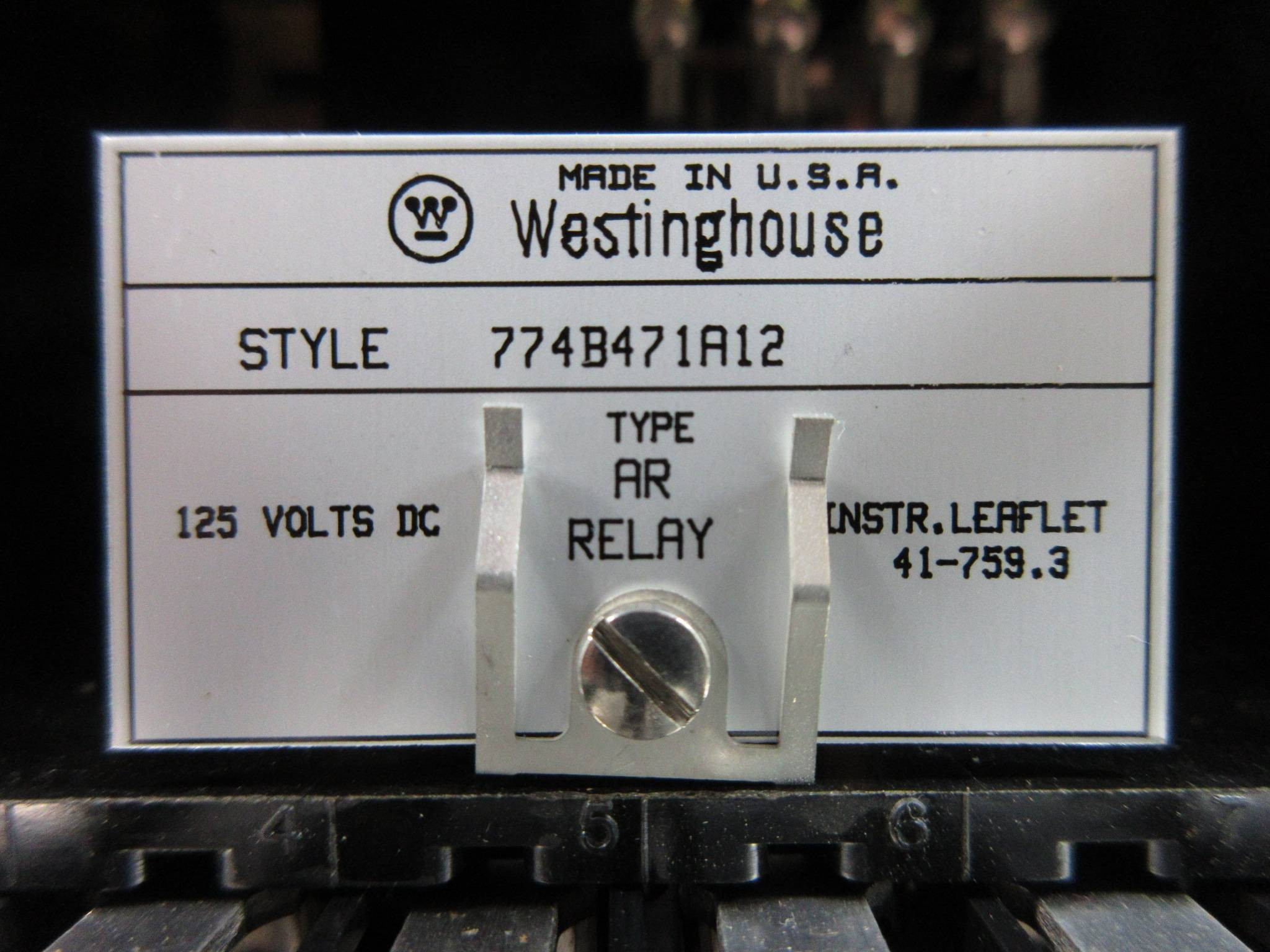 Westinghouse Type AR Relay Style 774B471A12 125V-DC (TK4617-4) - River ...