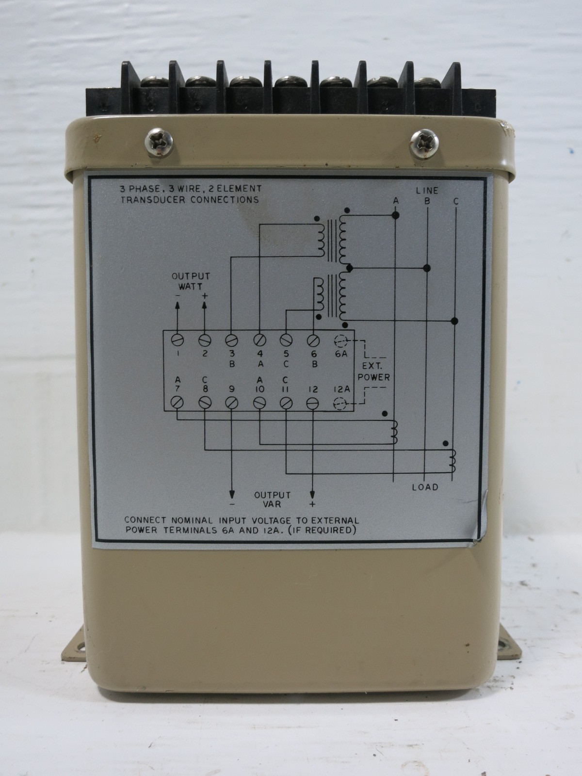 TransData 20EWRS525E Watt / Var Transducer 3PH 3W 2 Element 5A 120V ...