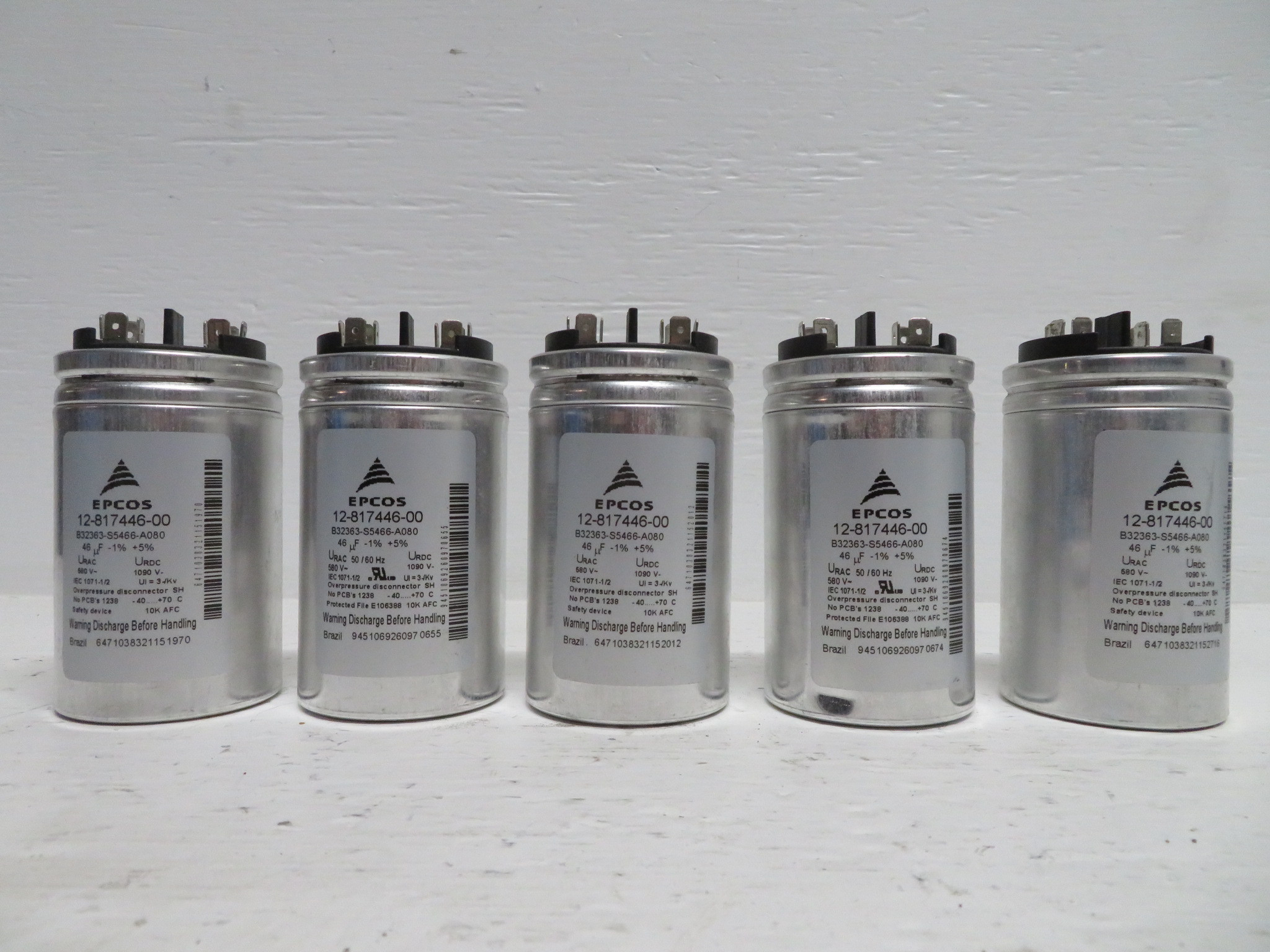 Lot of 5 EPCOS 12-817446-00 Capacitor B32363-S5466-A080 46 uF 580 V ...
