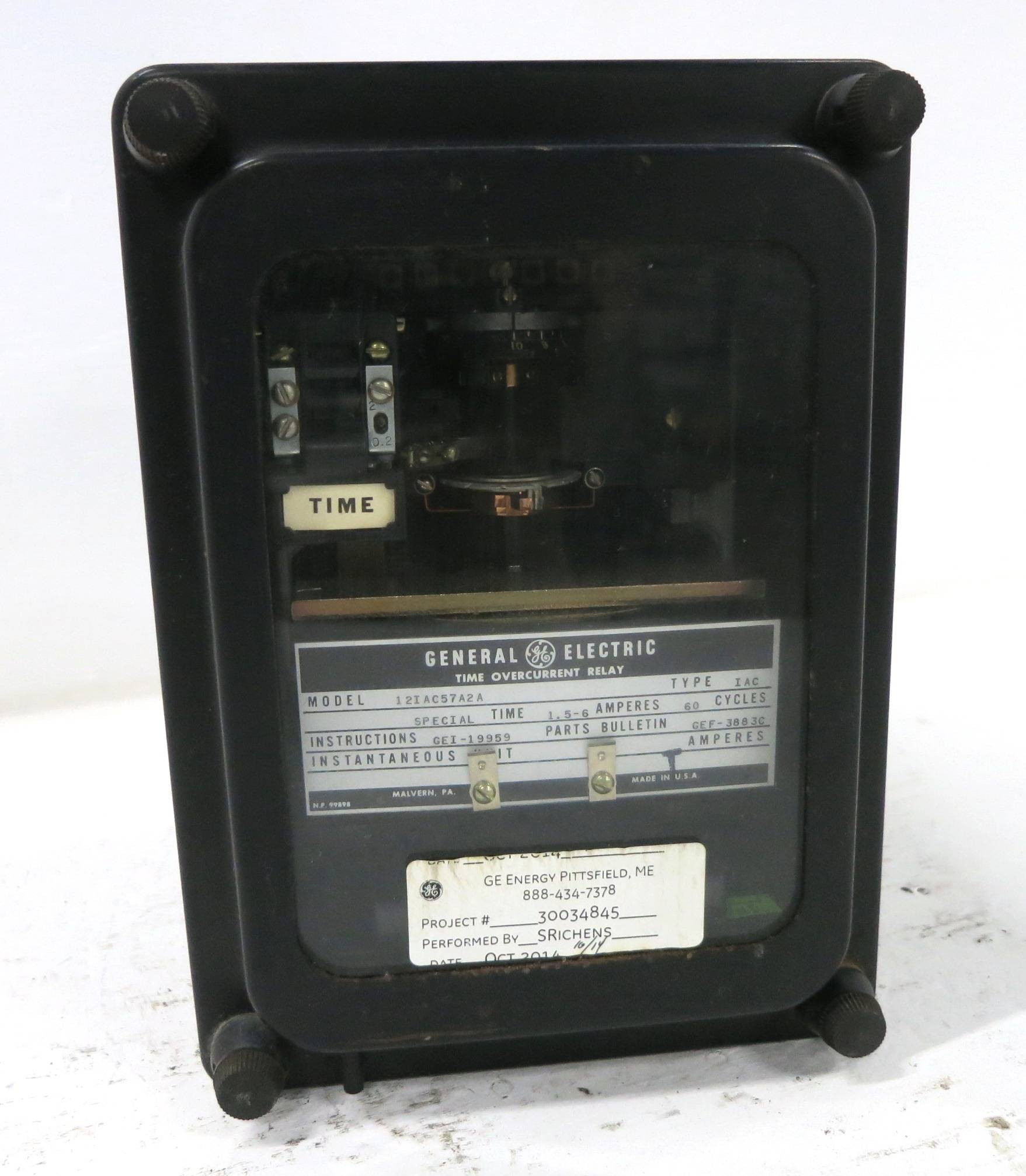 GE 12IAC57A2A Time Overcurrent Relay Type IAC 60Hz 1.5-6A General ...