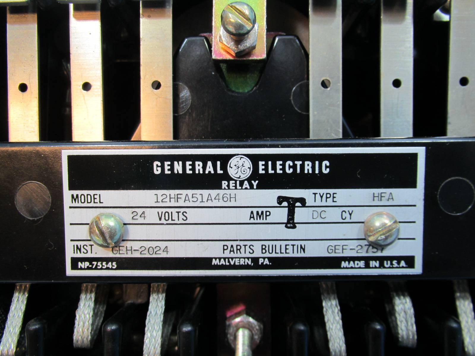 General Electric 12HFA51A46H Self Reset Multi-Contact Auxiliary Relay ...