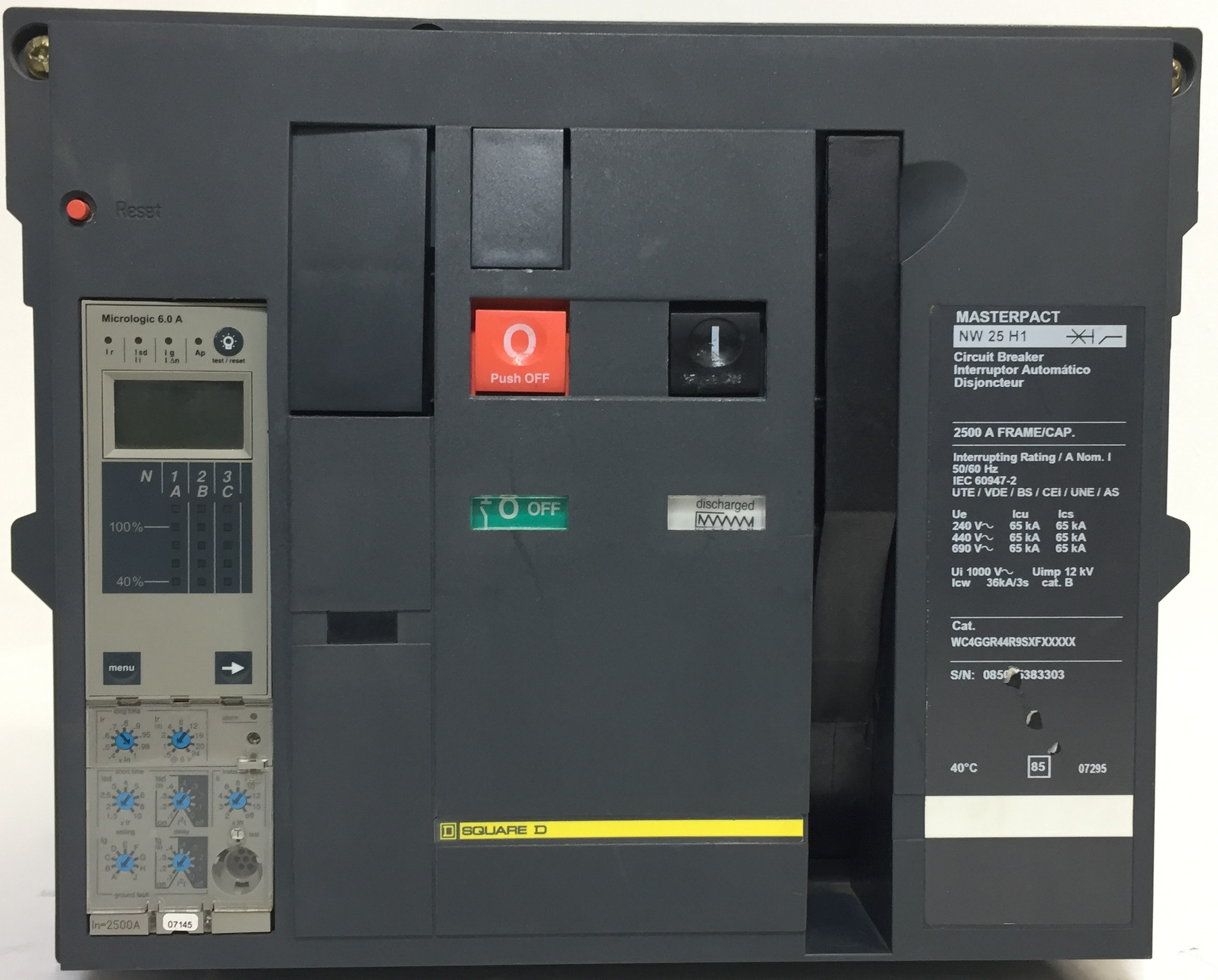 Square D NW25H1 2500A LSIG MasterPact Circuit Breaker w/ 2500 Amp Trip ...