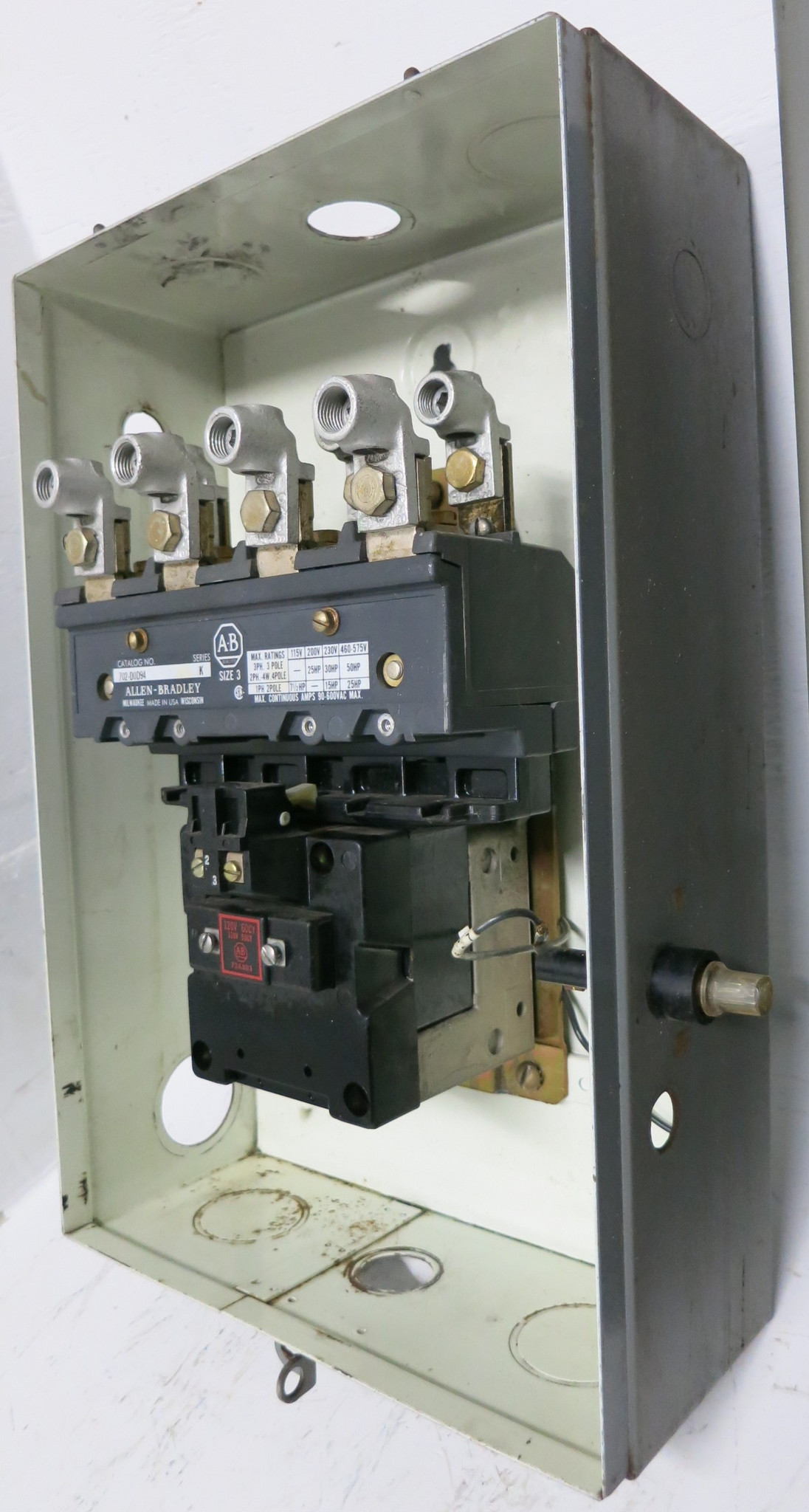 Allen Bradley 702-DOD94 90 Amp AC Size 3 Enclosed Contactor Ser K 120V ...