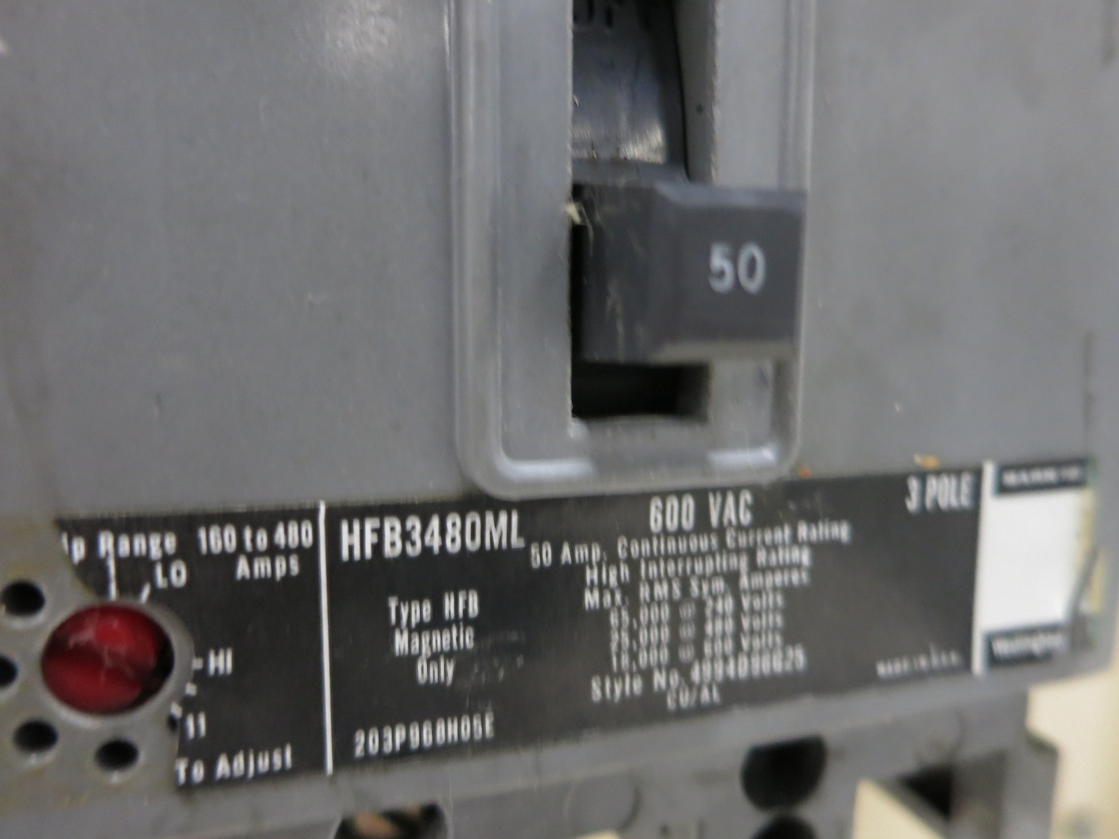 FPE 5320 50A Breaker 18" Feeder MCC Bucket 50 Amp Motor Control Unit ...