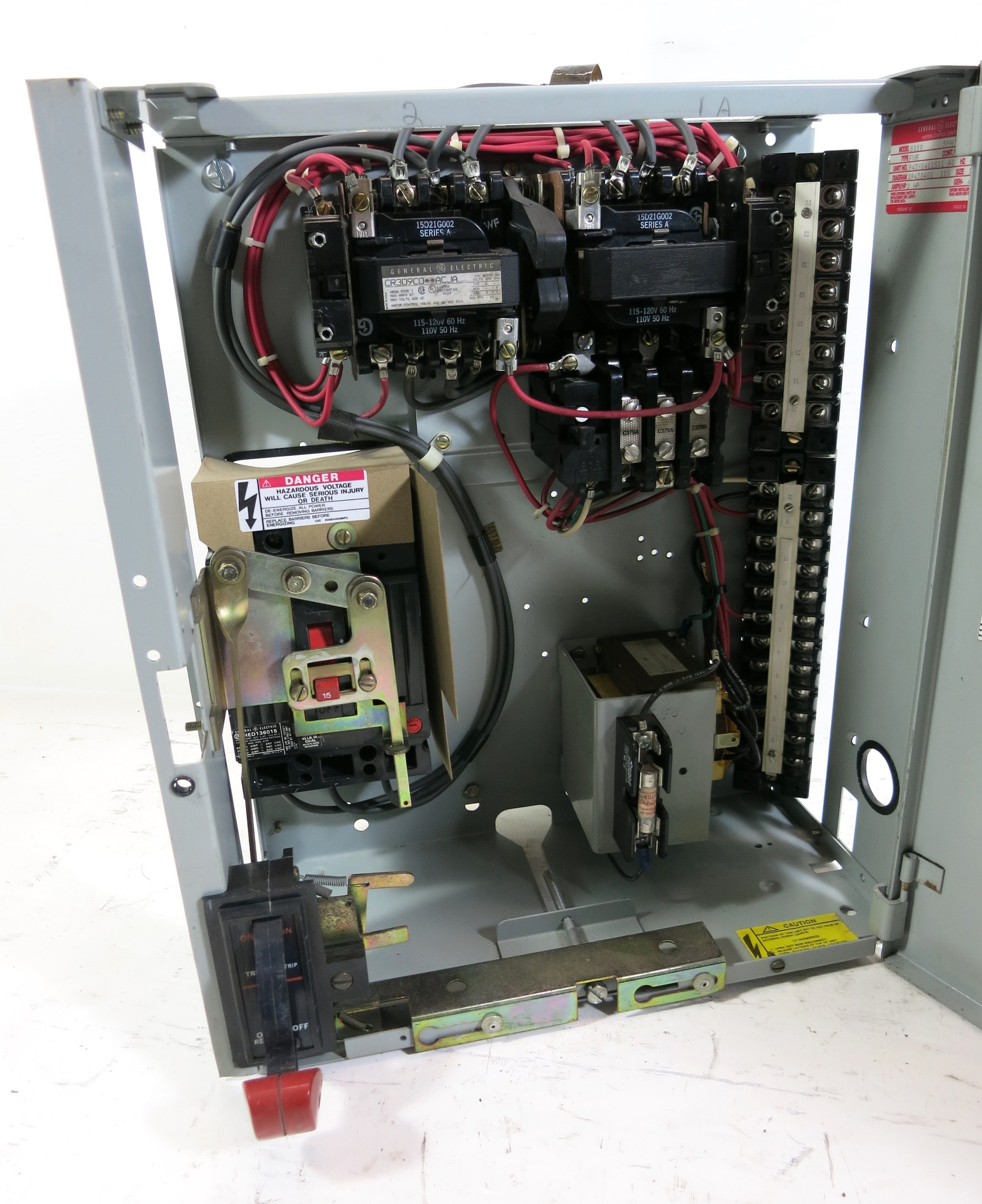 GE 8000 15A Breaker Size 1 Reversing Starter 18" MCC Bucket 15 Amp THED ...