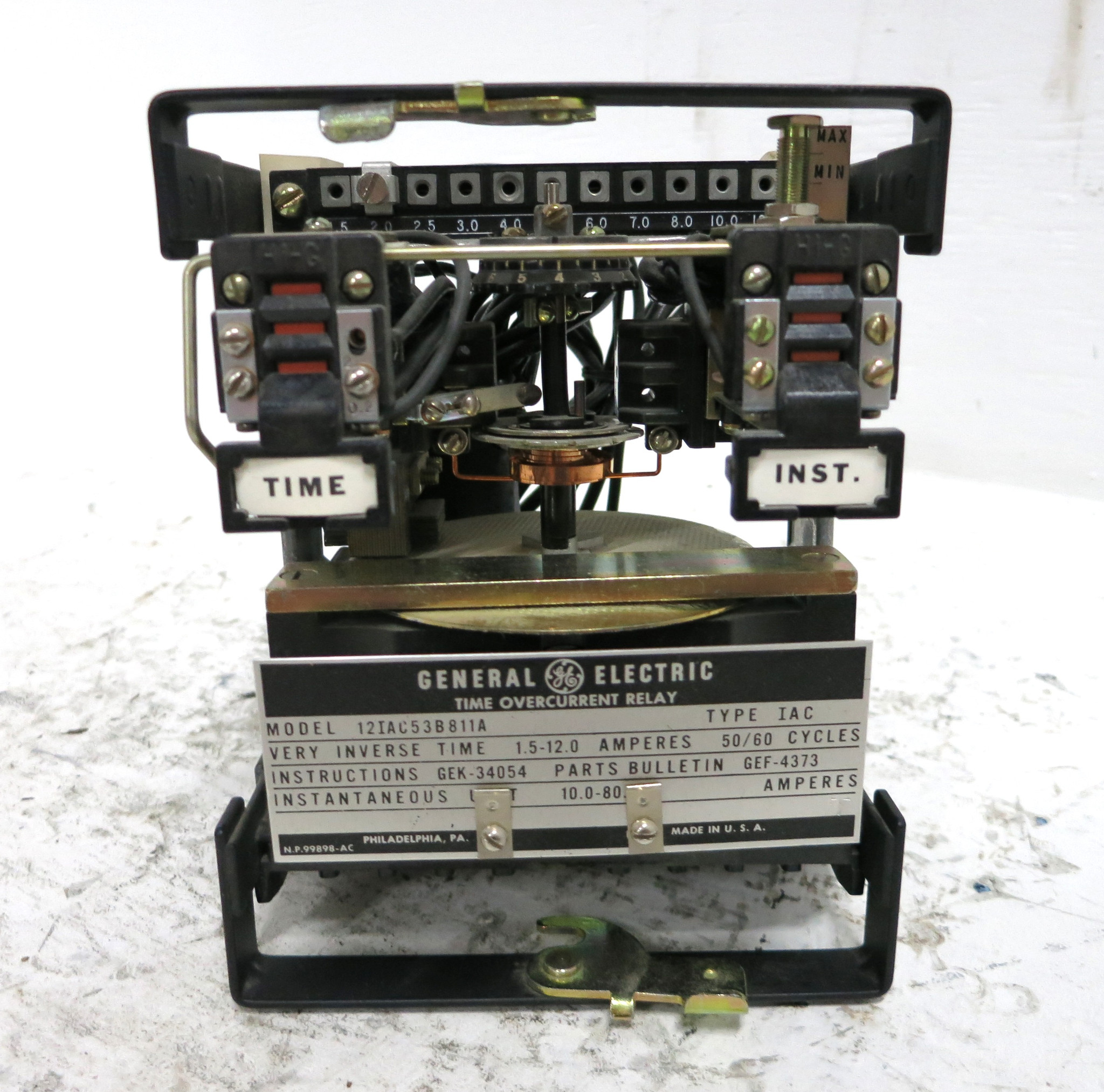 GE 12IAC53B811A Time Overcurrent Relay Type IAC 1.5-12A No Case (DW4107 ...