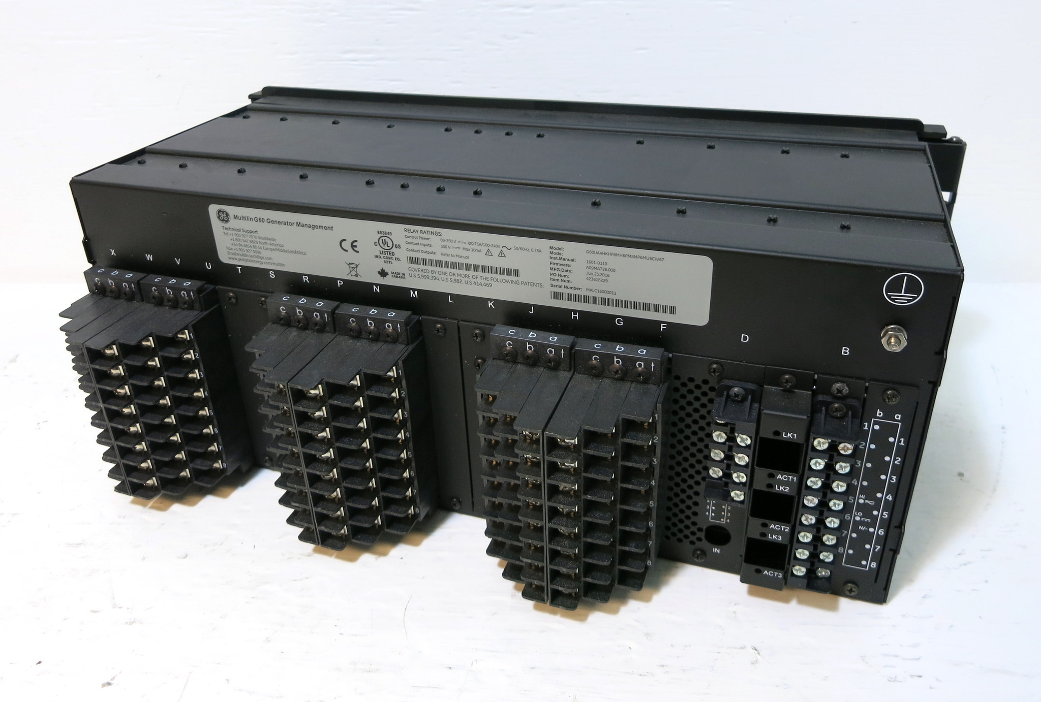 GE Multilin G60 Generator Protection System UR PLC Rack w Display Panel ...