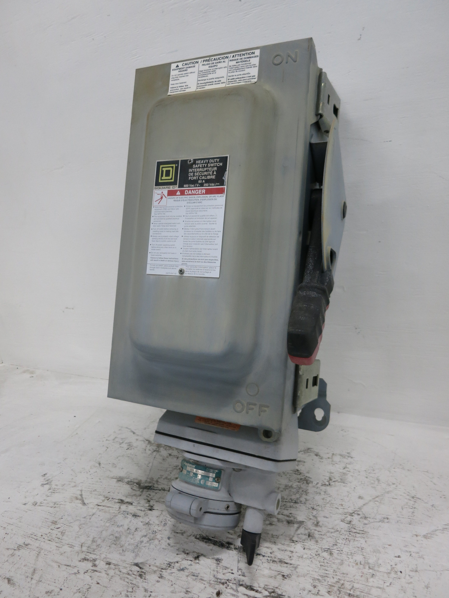 Square D H362AWA 60A Fusible Disconnect Switch + Appleton WRDK6034 60 ...