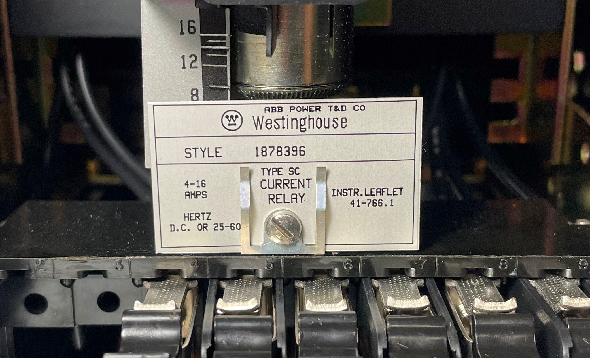 ABB Westinghouse Type SC Current Relay Style 1878396 4-16 Amps DC or 25 ...