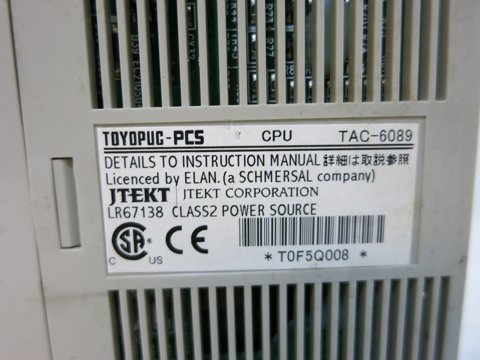 Toyoda Toyopuc-PCS TAC-6089 CPU Processor PLC Unit JTEKT TAC6089 ...