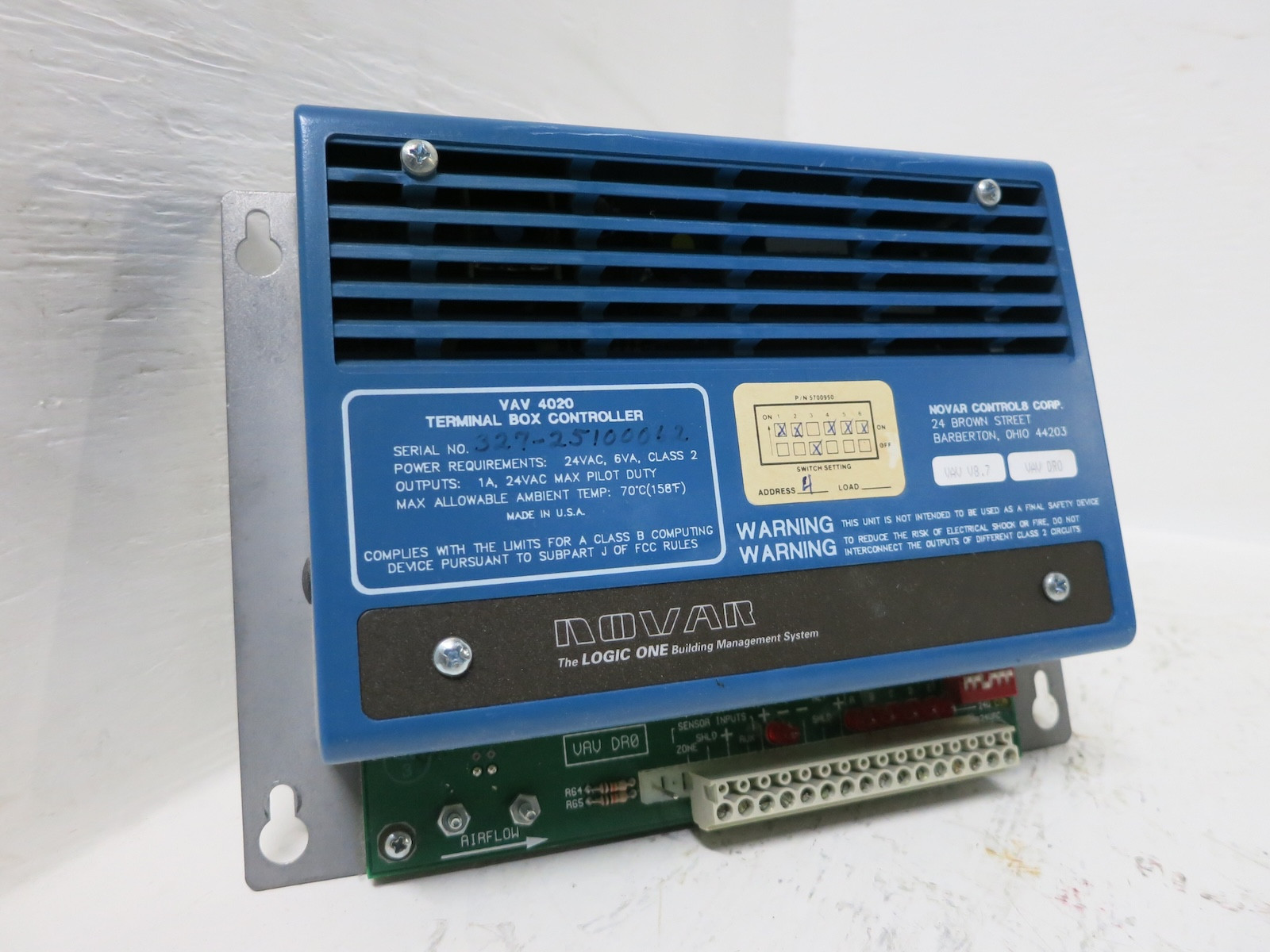 Novar VAV-4020 Logic One Terminal Box Controller V8.7 DRO Variable Air ...