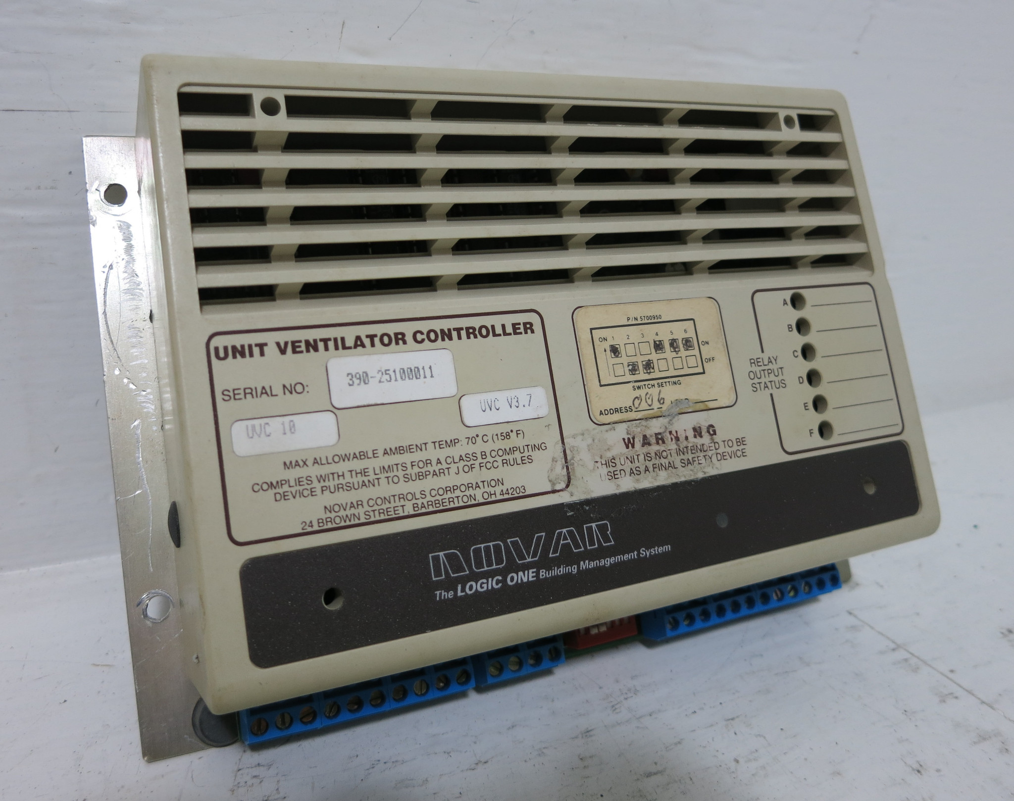 Novar UVC-10 BRC V3.7 Logic One Unit Ventilator Controller 6380010 HPC ...
