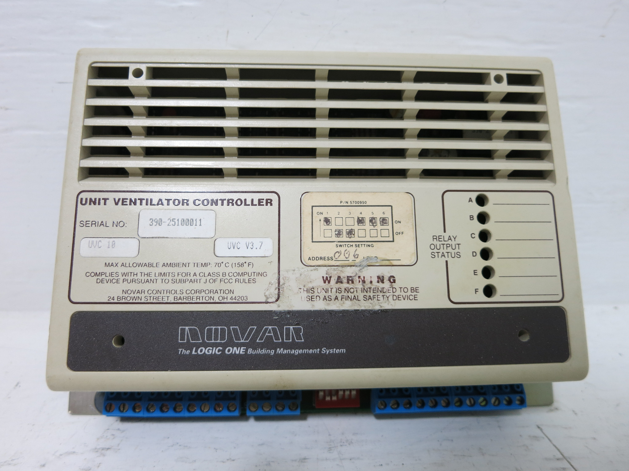Novar UVC-10 BRC V3.7 Logic One Unit Ventilator Controller 6380010 HPC ...