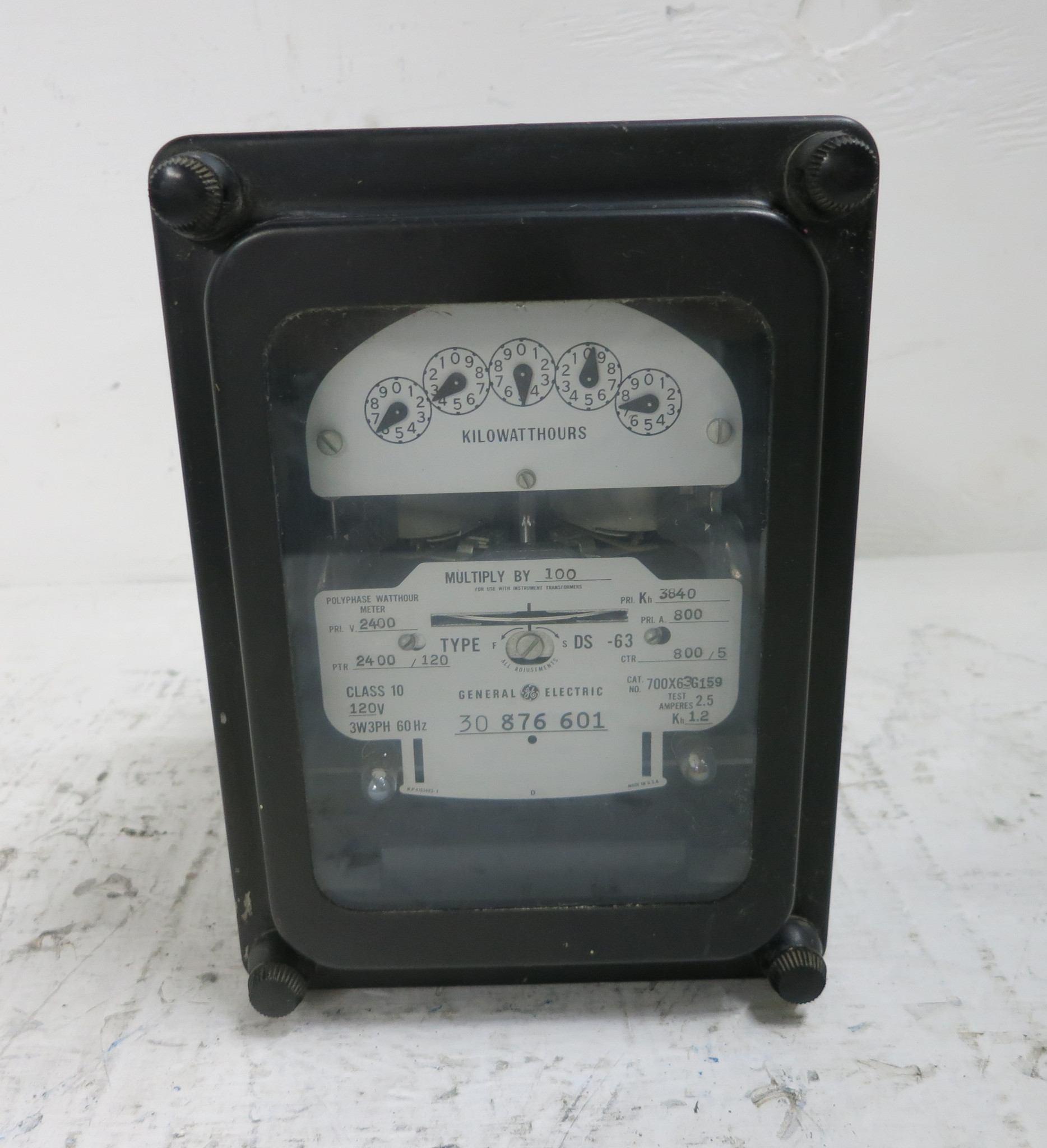 GE 700X63G159 Polyphase Watthour Meter Relay 3PH DS-63 2400/120V 800/5A ...