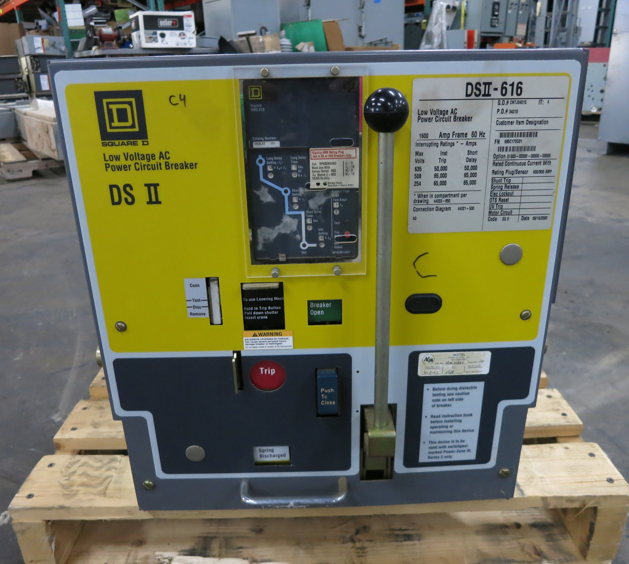 Square D DSII-616 600/800A Power Circuit Breaker LSI Trip Unit S52LSI ...