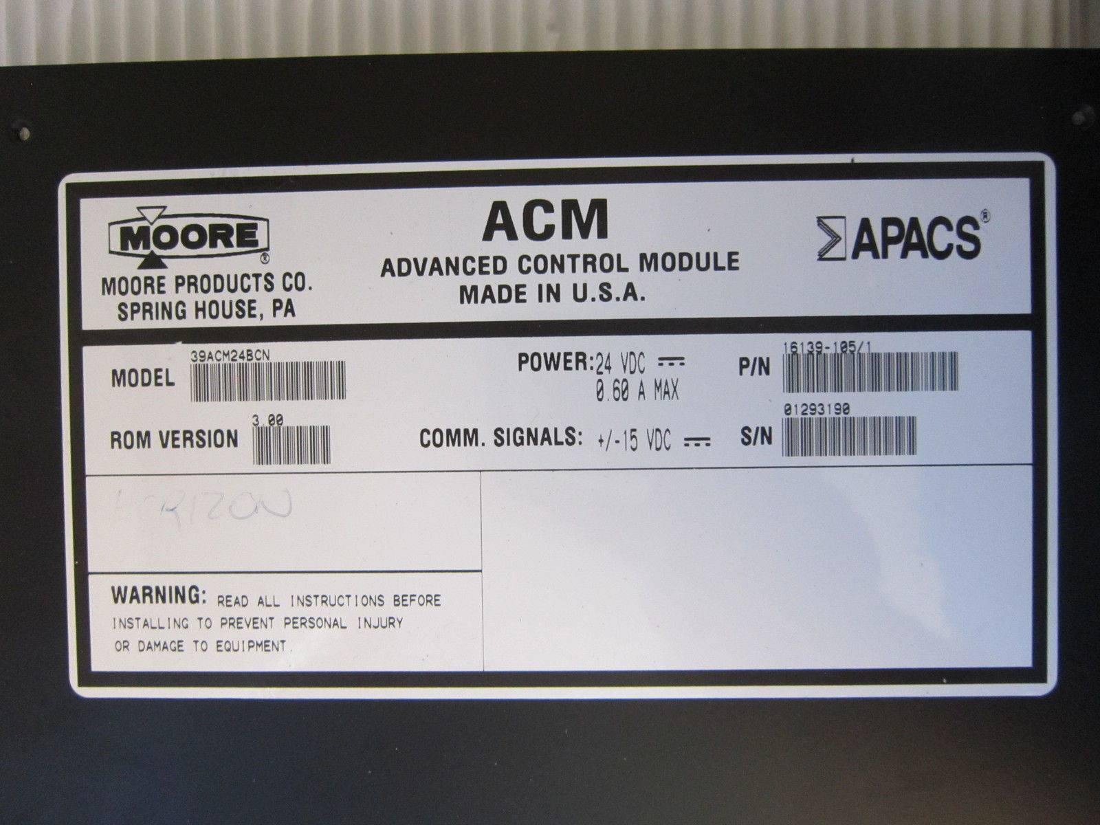 Moore Siemens 39ACM24BCN PLC ACM Advanced Control Module 16139-105/1 ...