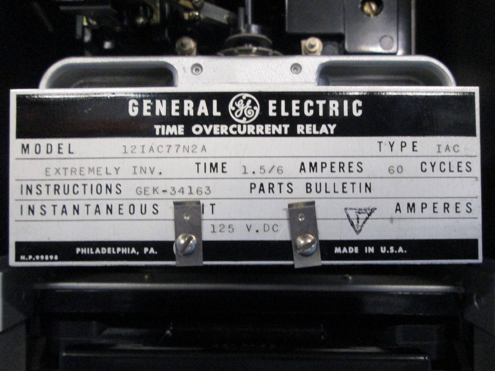 General Electric 12IAC77N2A Extremely Inverse Time Overcurrent Relay ...