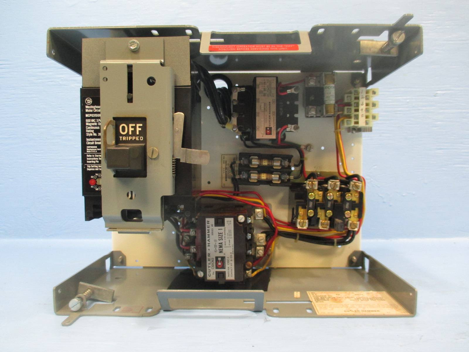 Cutler Hammer CH F10 Unitrol Size 1 Starter 15 Amp Breaker MCC MCCB ...