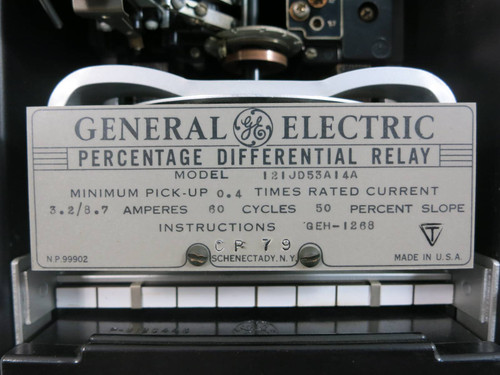 General Electric 12IJD53C14A Percentage Differential Relay GE Type IJD ...