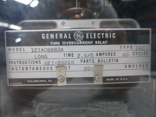 General Electric 12IAC51A2A Time Overcurrent Relay GE Type IAC Relay ...