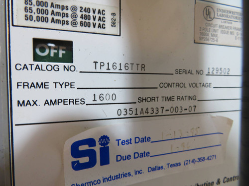 GE TPSS5616C 1600A Power Break Circuit Breaker Ground 1600 Amp General ...