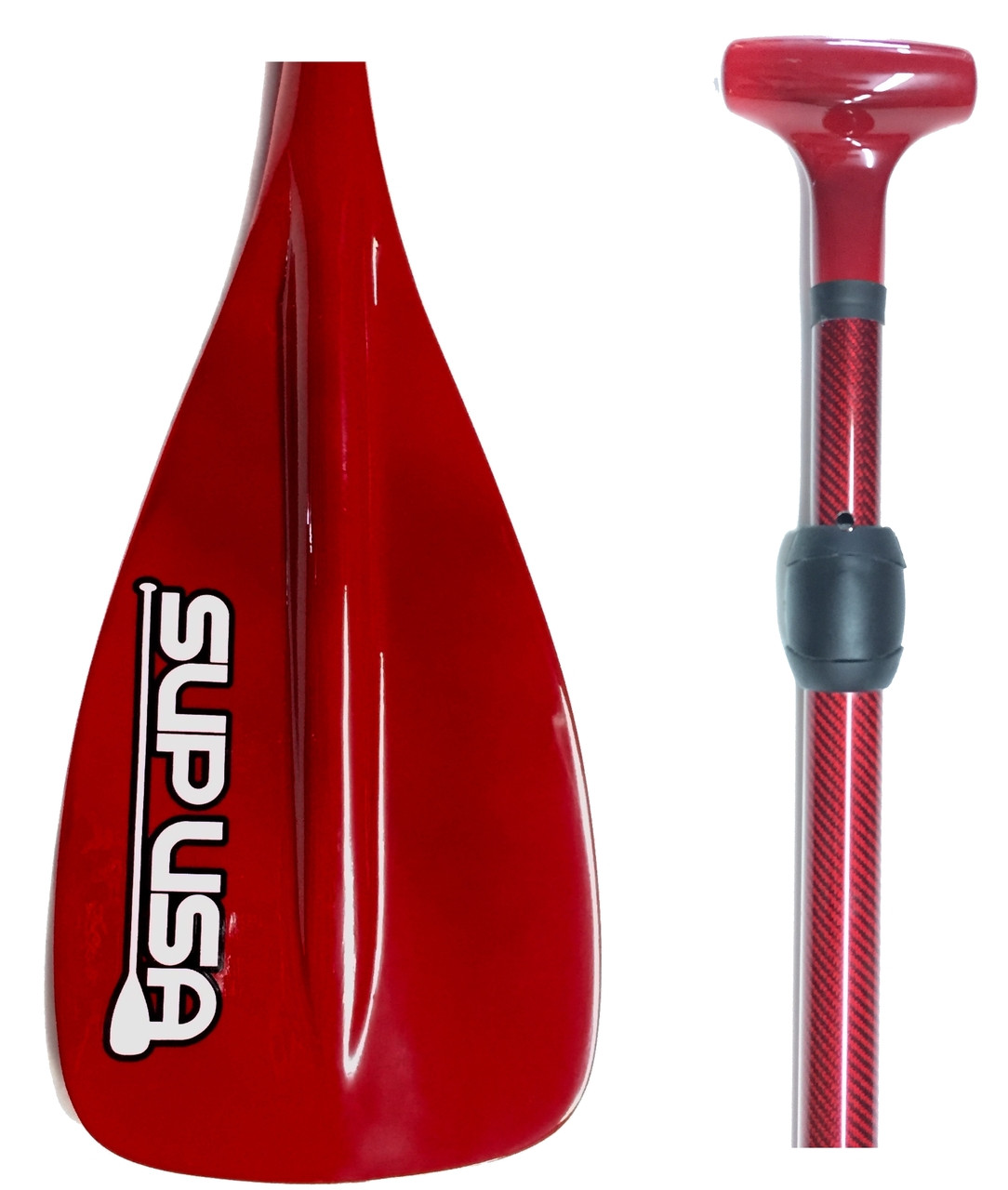 SUP USA Adjustable Carbon/Fiberglass Paddle Red - WSS Boards