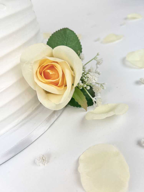 Butter Yellow Silk Rose Floral Cake Topper