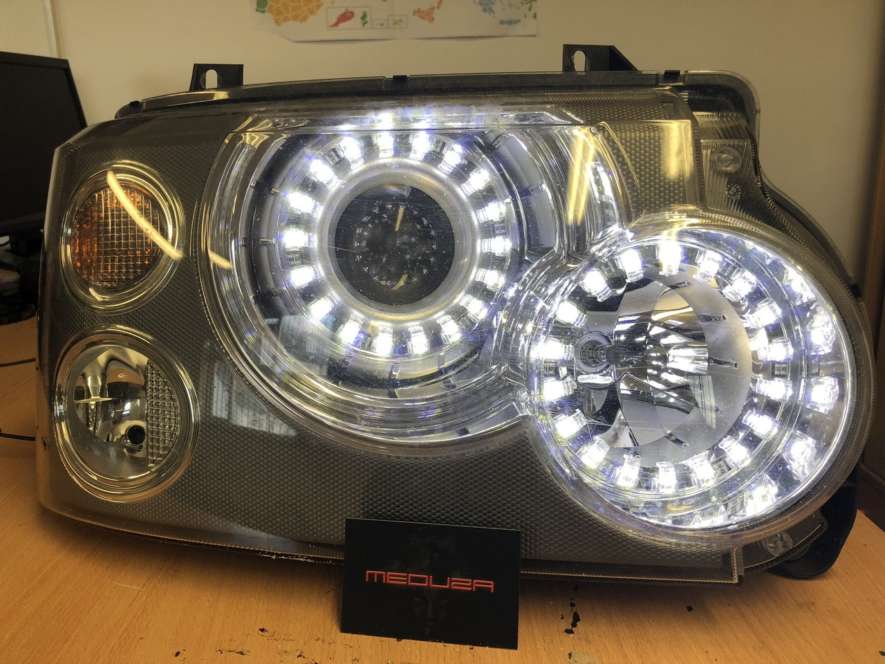 Range Rover Vogue L322 Staggered LED Headlight Upgrade - Meduza Design Ltd
