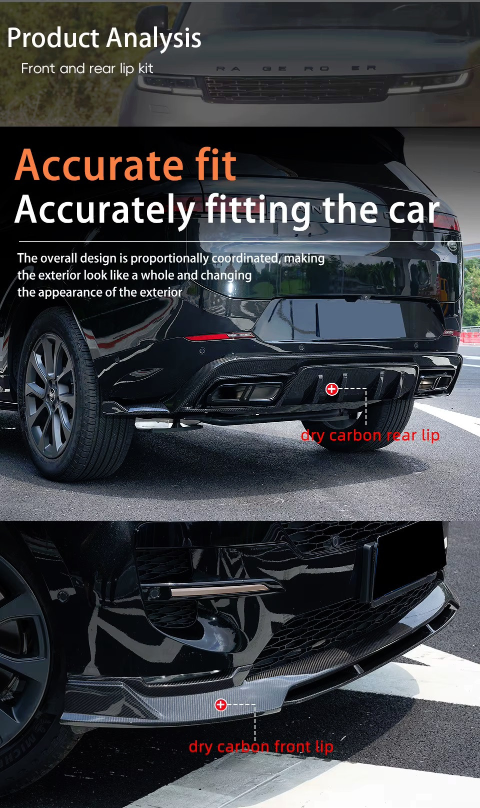 Range Rover Sport L461 Dry Carbon Fiber Front & Rear Lip - Meduza ...