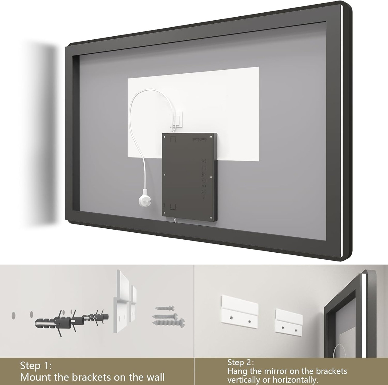 Dyconn Faucet M22 Black Frame Wall Mounted LED Bathroom Vanity Mirror ...