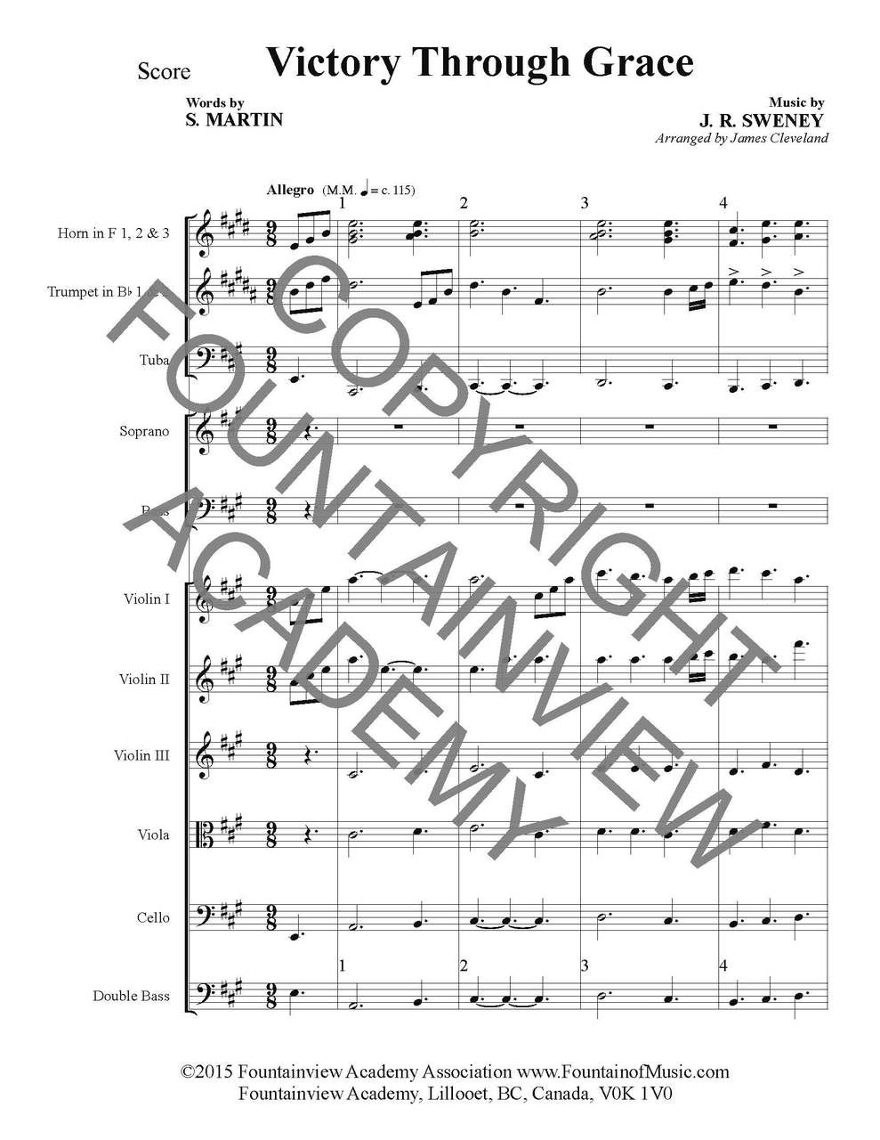 Victory Through Grace - Score and Parts - Fountainview Store