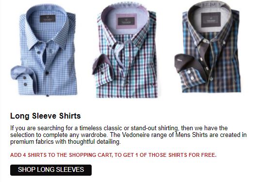 Mens Shirt offer - Buy 4 Shirts but only pay for 3 Shirts (FREE Shirt ...