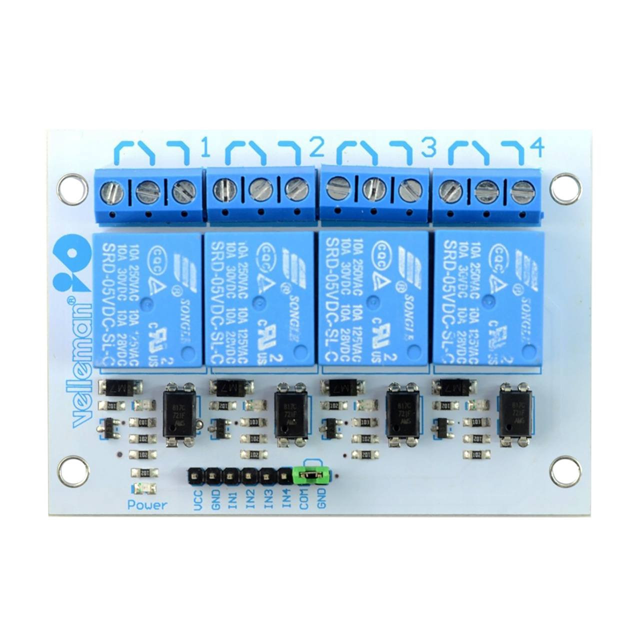 Velleman 4 Channel Relay Module | Midwest Technology