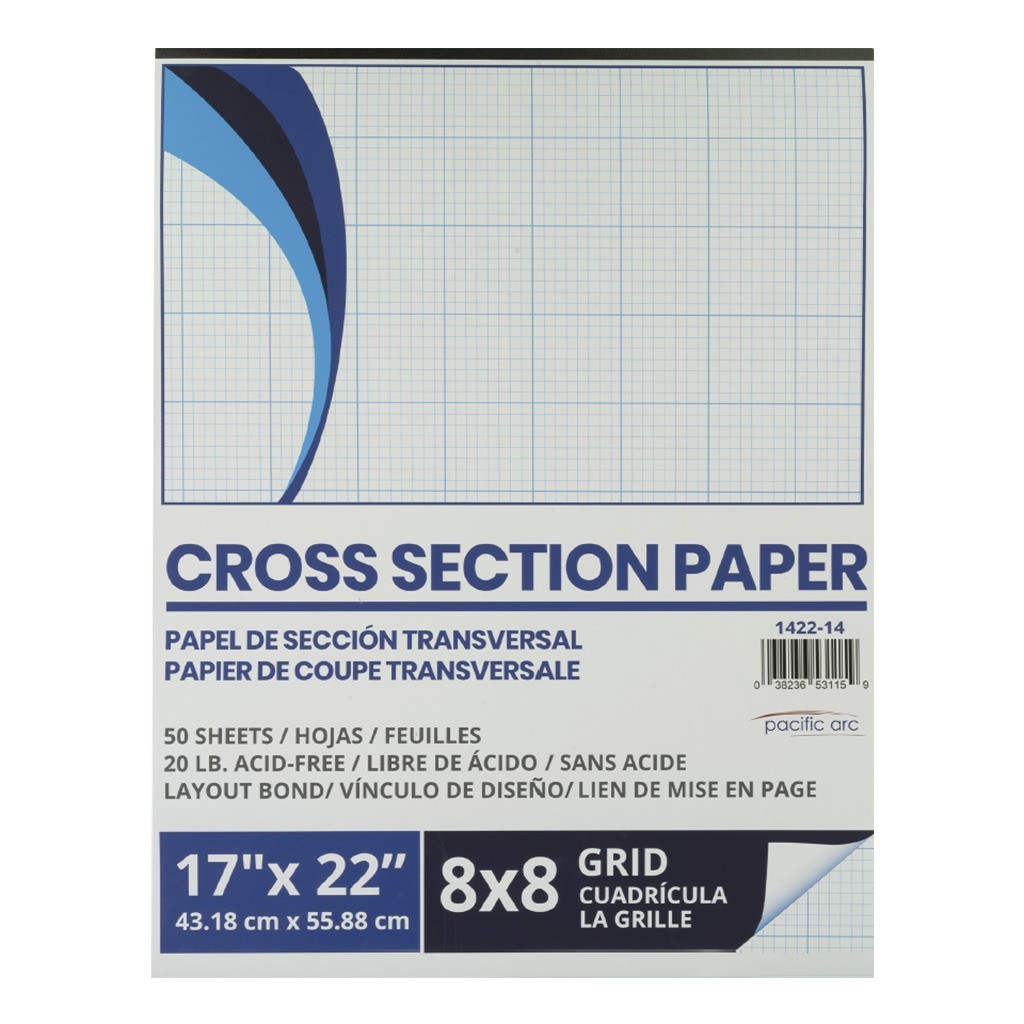 Pacific Arc 8x8 grid, 50 sheet pad, 17" x 22" | Midwest Technology