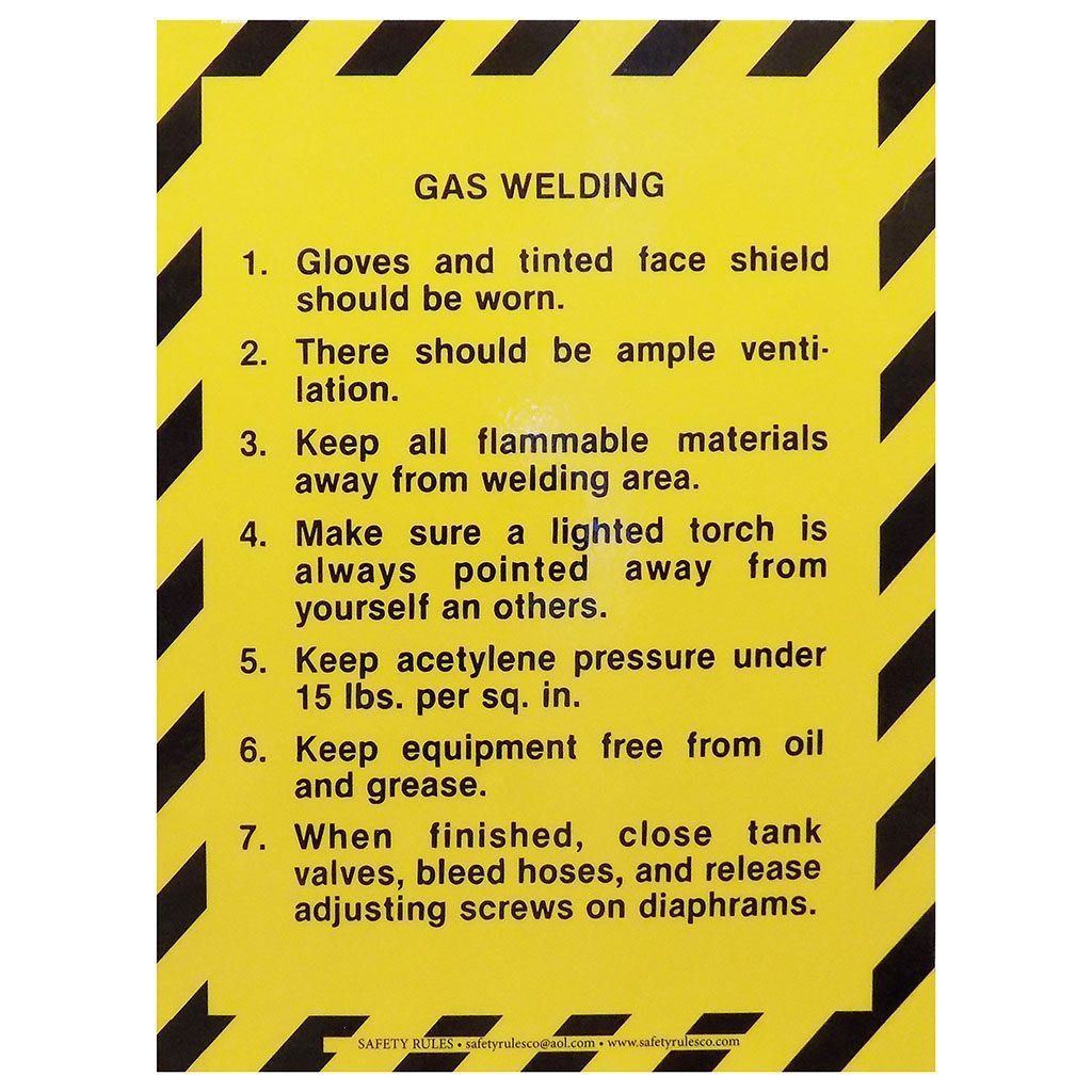 Safety Rules, Gas Welding, 8" x 11" | Midwest Technology