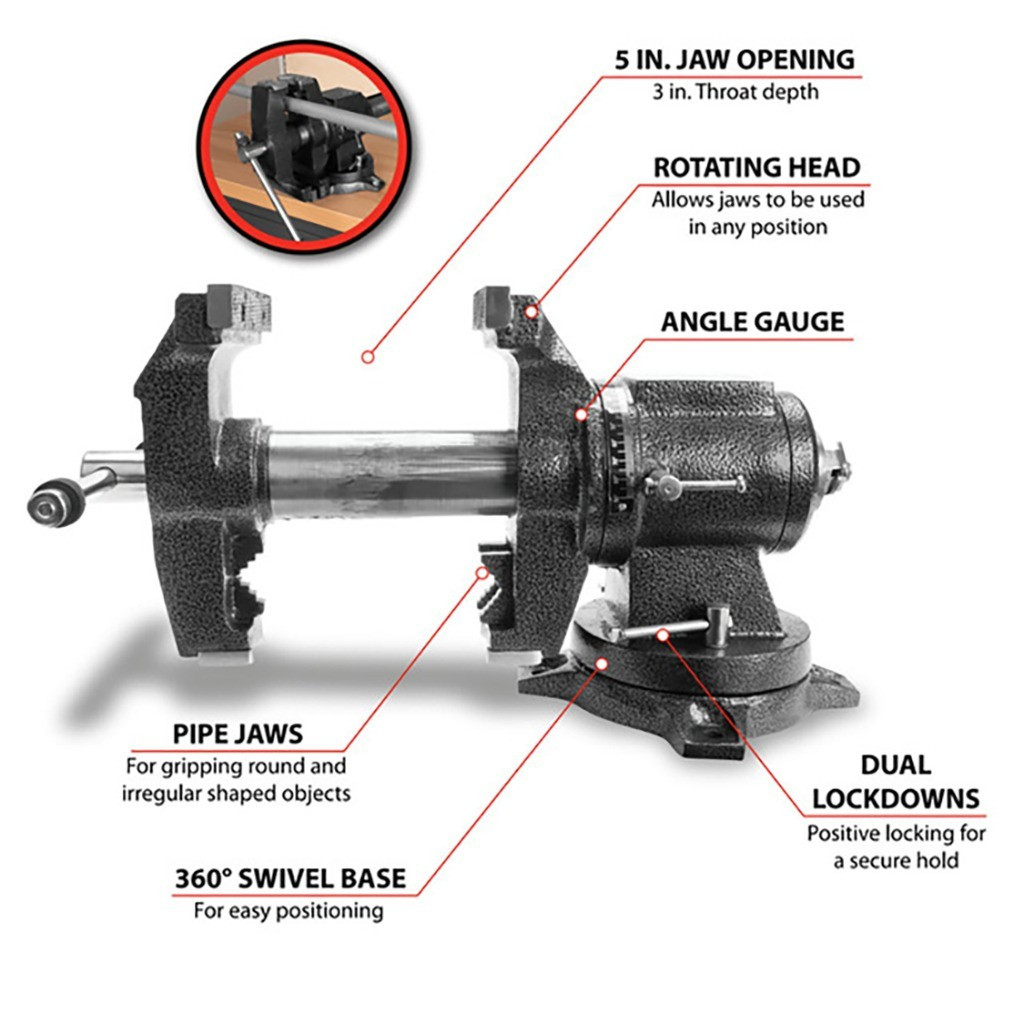 Performance Tool 5" Swivel Vise | Midwest Technology