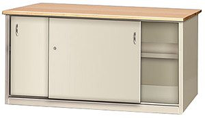 Pucel Sliding Door Work Bench, Wood Top, 60"W - Midwest Technology Products